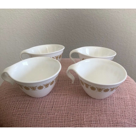 Corelle | Dining | Corelle Vintage Coffee Cups Butterfly Gold Stacking ...